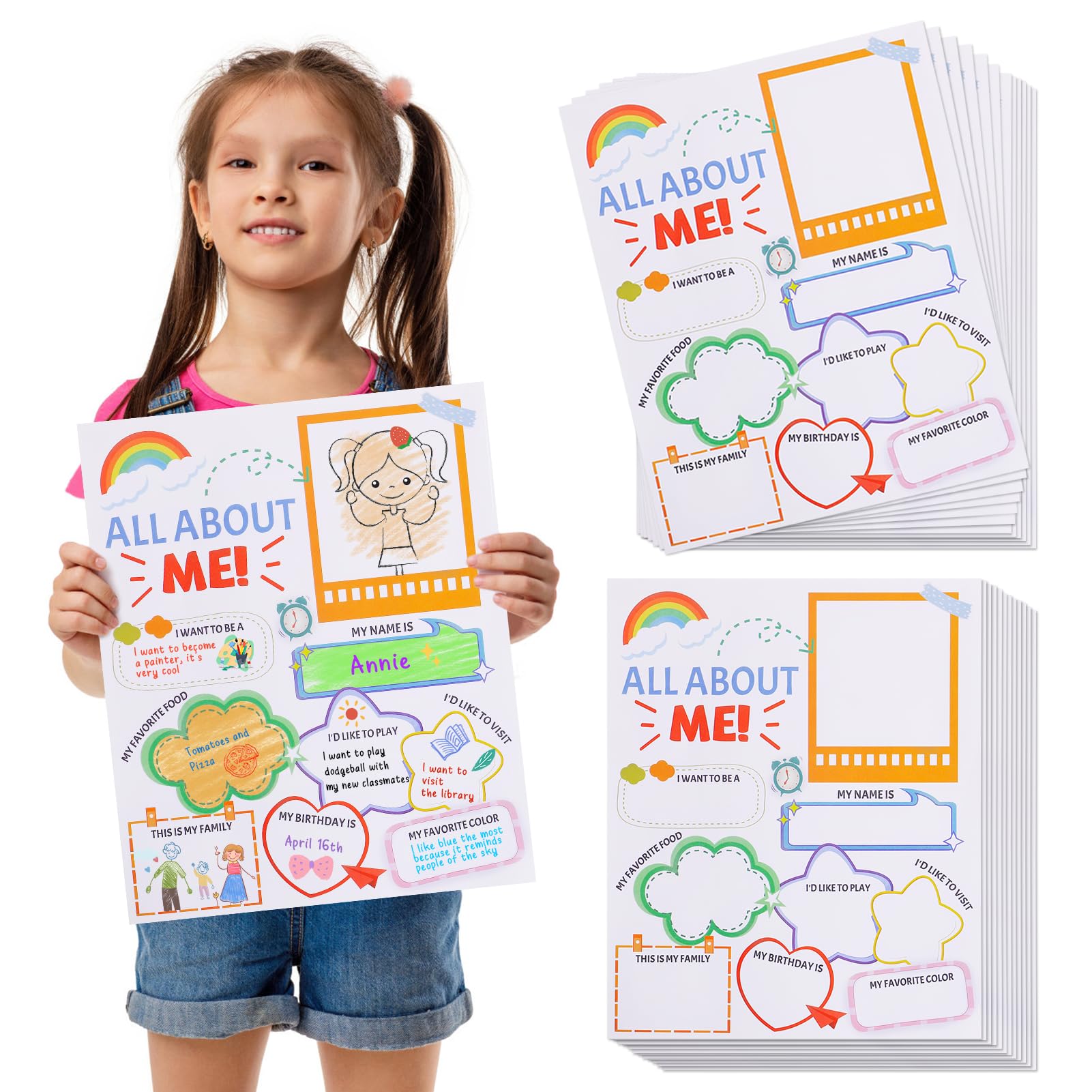 Snapklik.com : 24pcs Large All About Me Posters - Colorful Rainbow ...