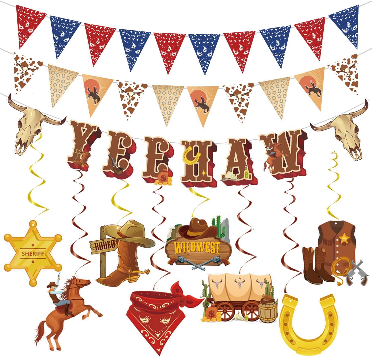 Amazon.com: Gameza Cowboy Western Party Decorations - Cowboy Bandana ...