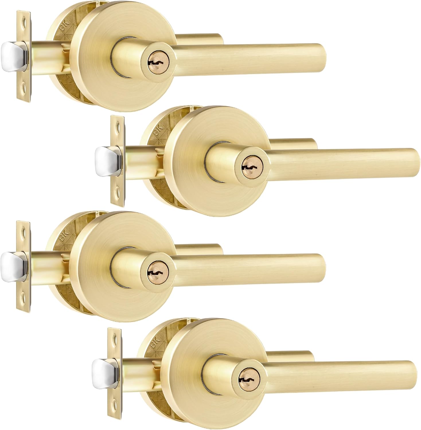 Leydebong 4 Pack Exterior Entrance Door Lever Door Lock One Keyway ...