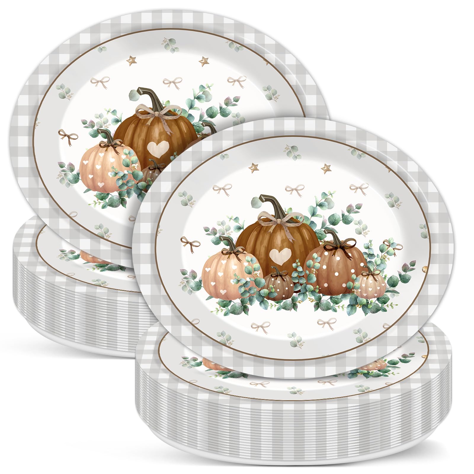Amazon.com: 50 PCS Fall Thanksgiving Oval Paper Plates 12"X 10" Large ...