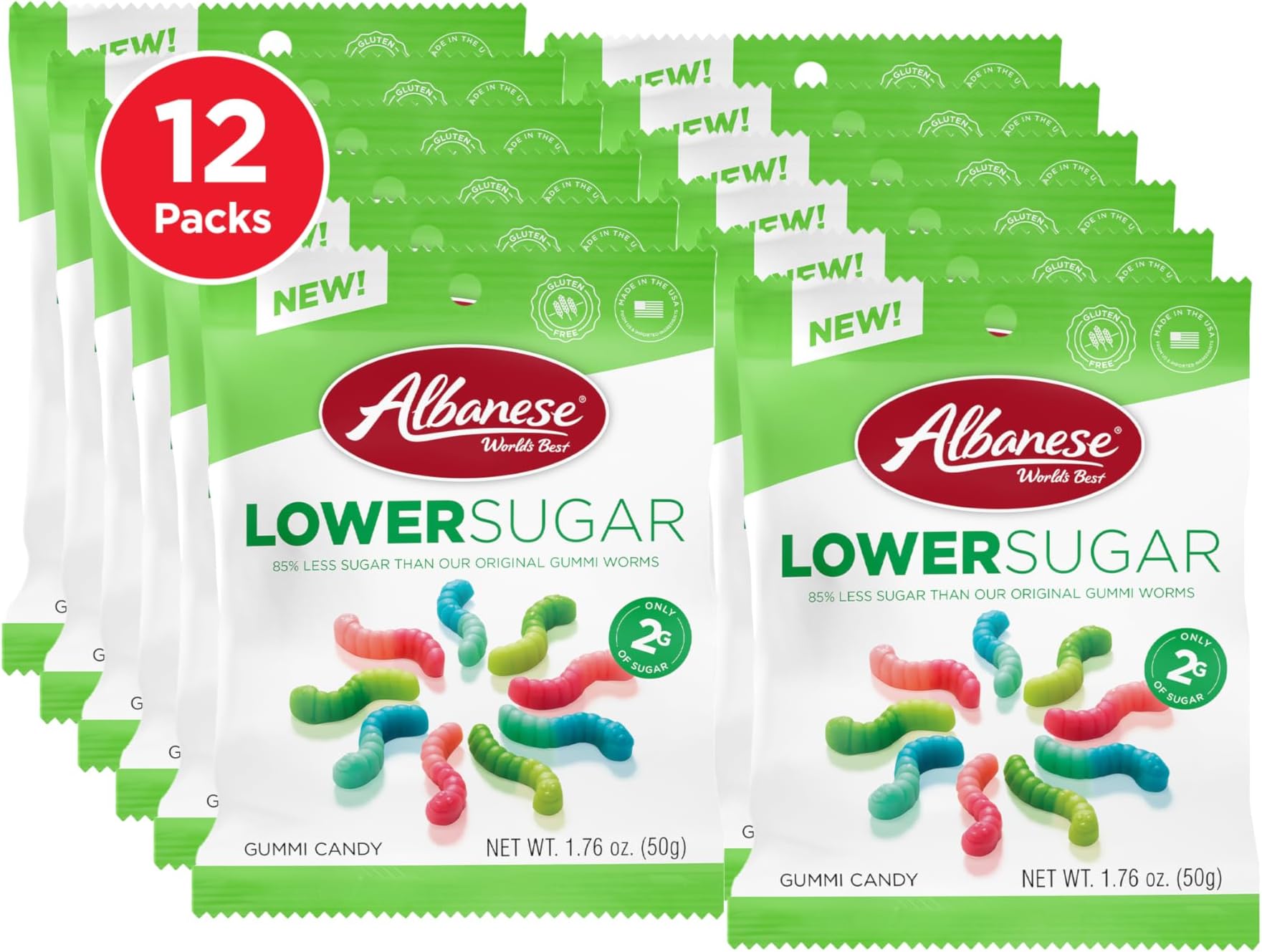 Amazon.com: Albanese World's Best Lower Sugar, Gluten Free Mini Gummi ...