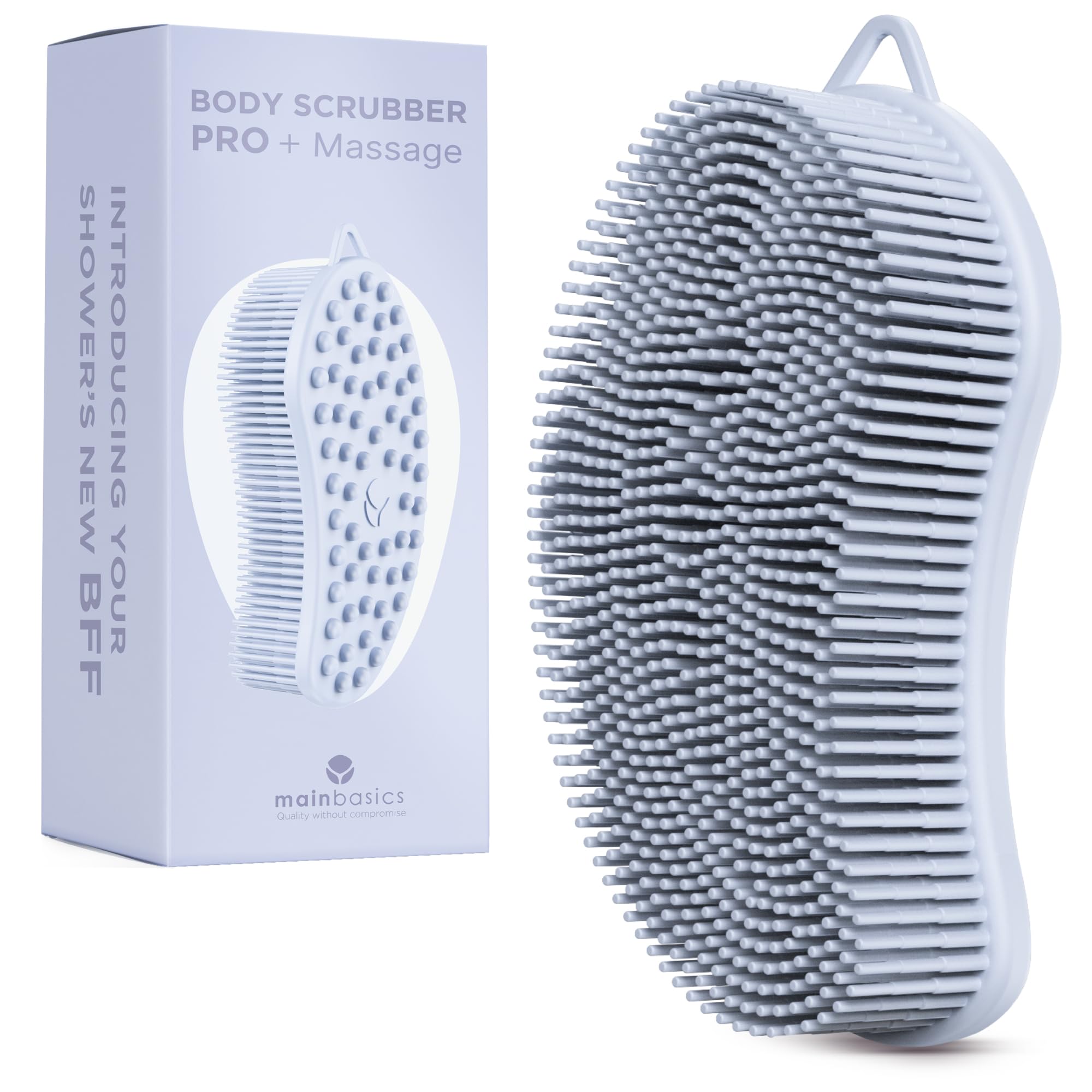 Amazon.com : MainBasics Exfoliating Silicone Body Scrubber Pro 2-in-1 ...