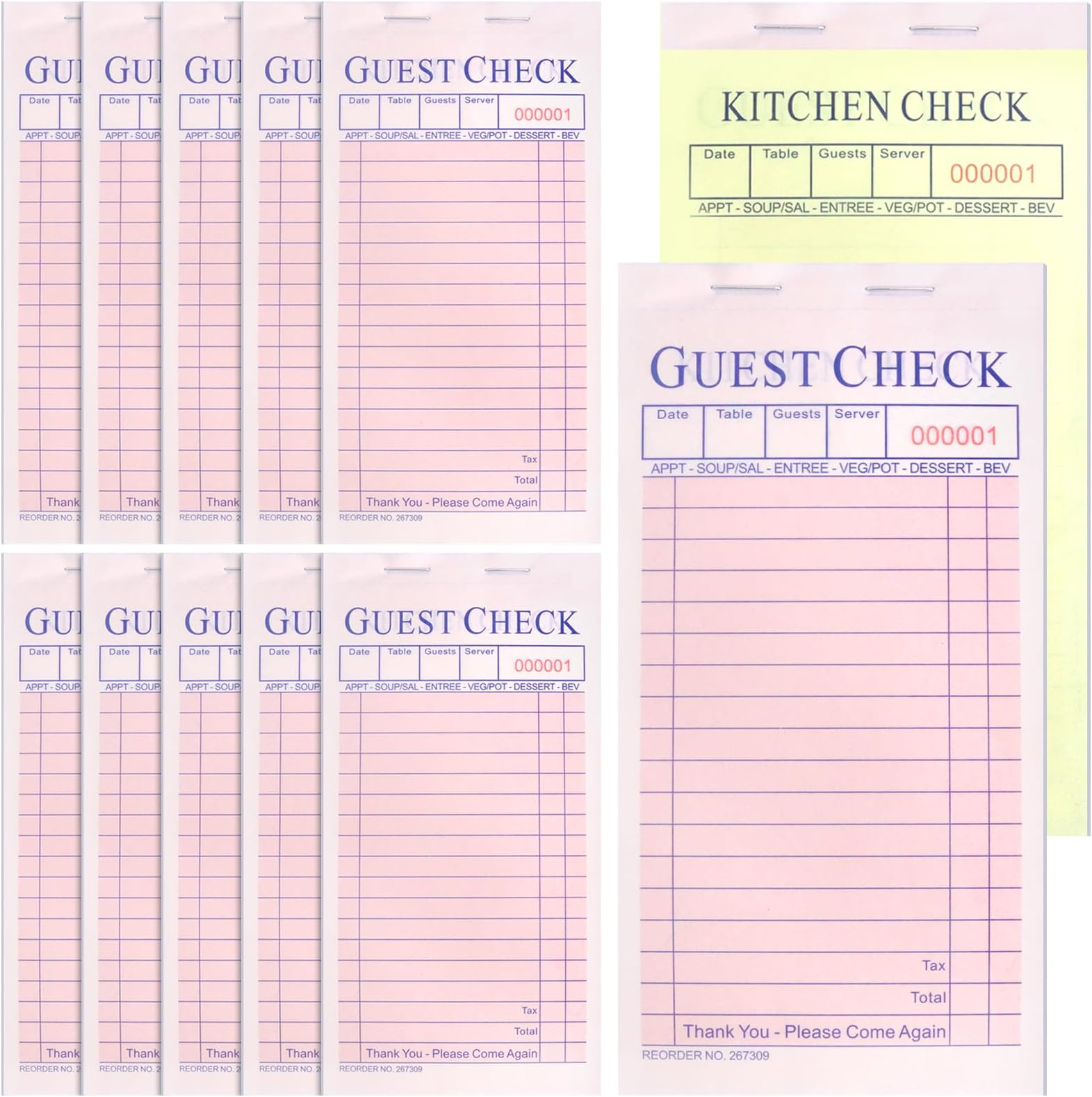 Amazon.com: KitchenDine Guest Checks for Restaurants - 10 Pads with 50 ...