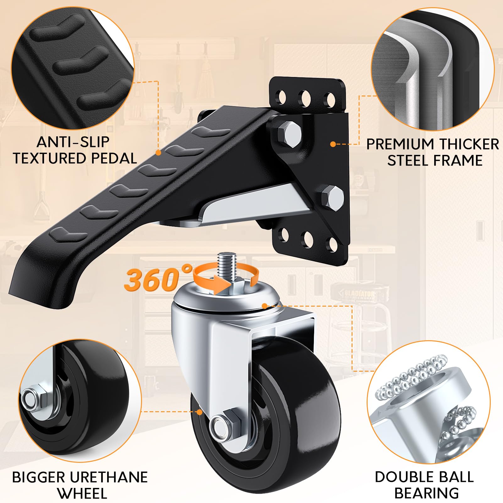 Snapklik.com : SOLEJAZZ Workbench Casters Wheels 920Lbs Retractable Casters Set Of 4 Heavy Duty ...