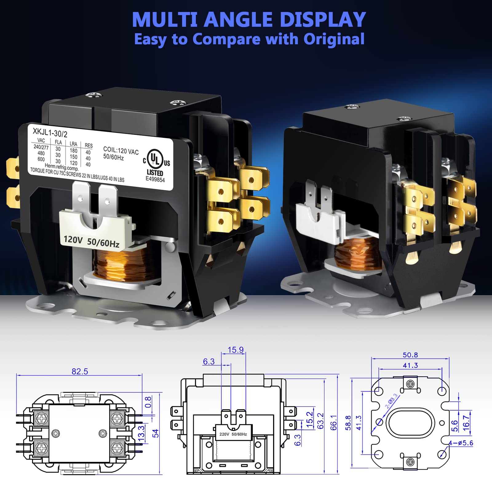 Snapklik.com : FOCSPROD 30 Amp Double Pole / 2 Pole Contactor