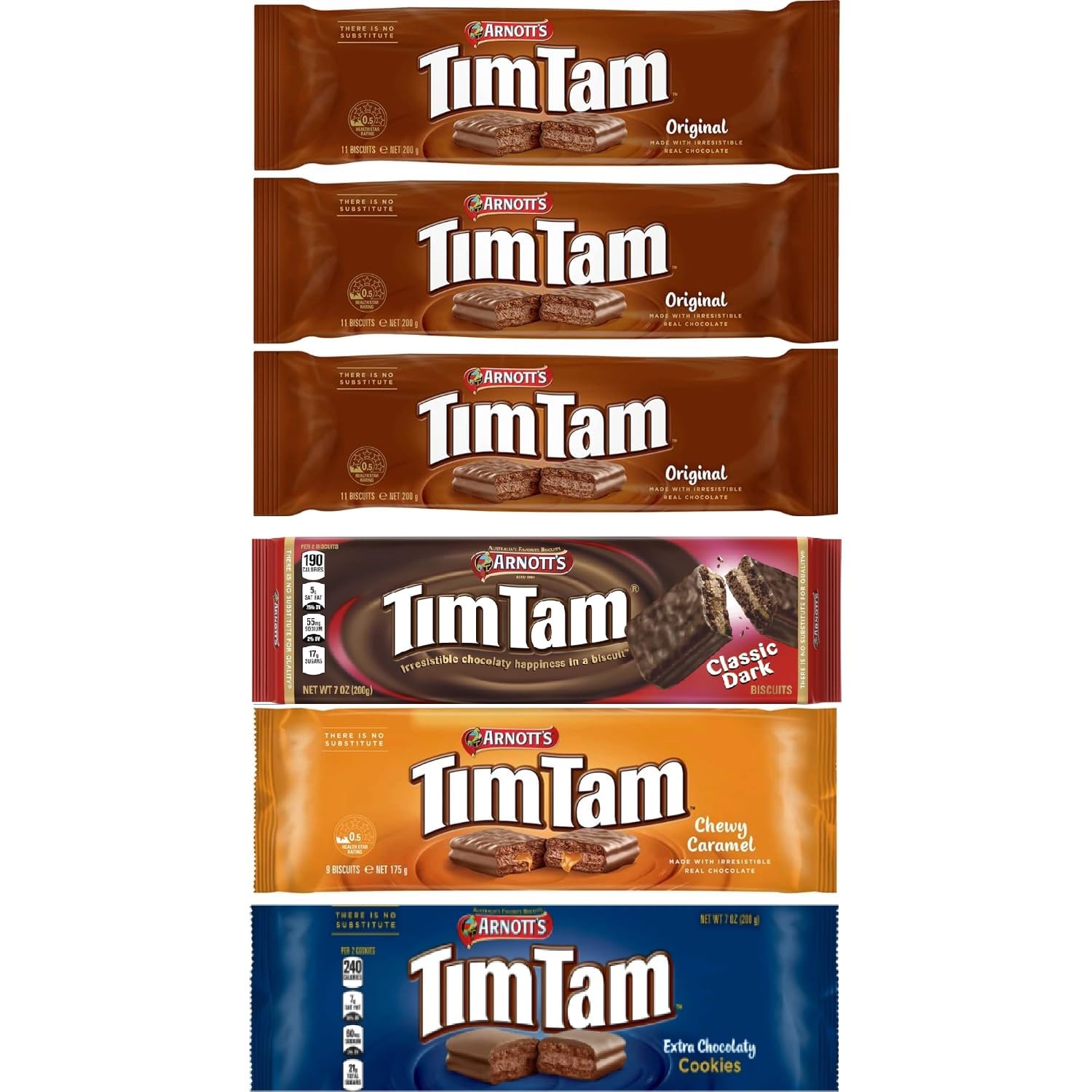 Amazon.com: Tim Tam Chocolate Biscuits Variety Pack, Original, Chewy ...