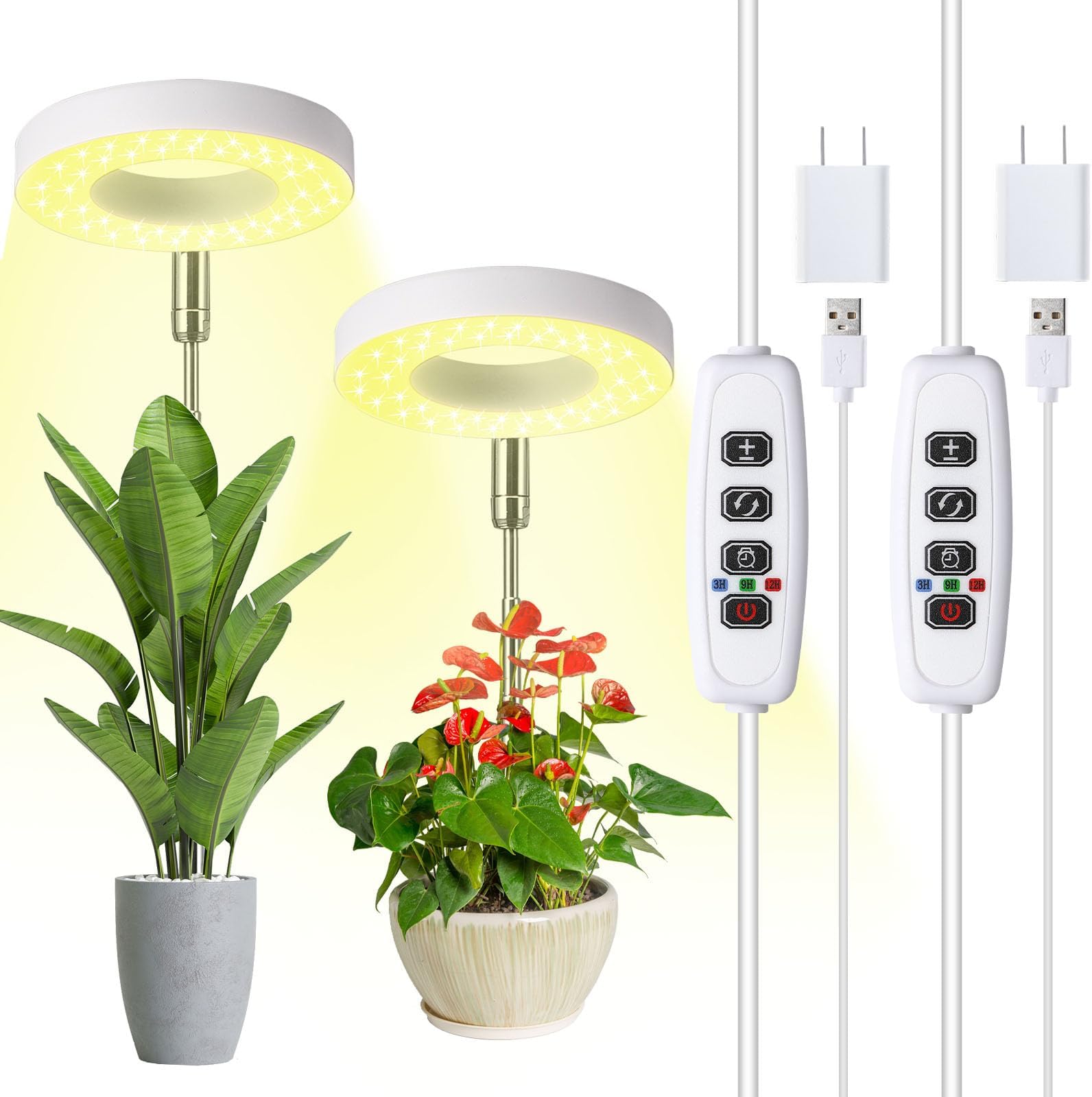 Halo Ring Grow Lights for Small Indoor Plants, 3000K & 6000K 96LEDs ...
