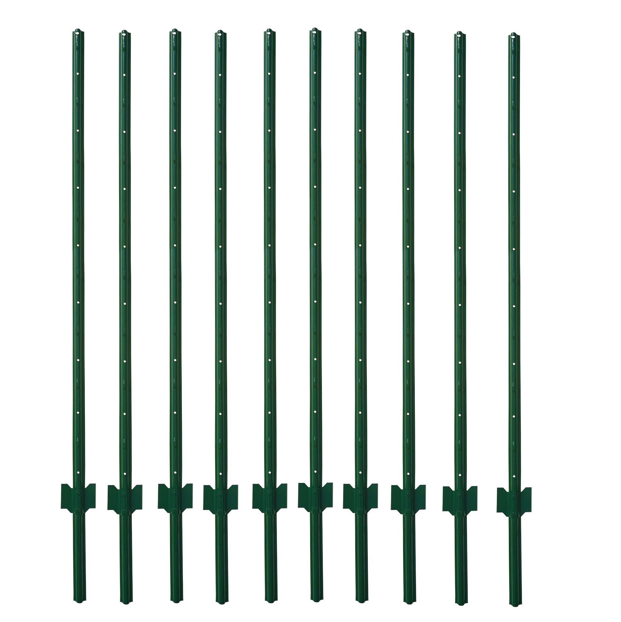 Metal Fence Post Fence U Post Green 5 Feet, Pack of 10, for Garden Wire ...