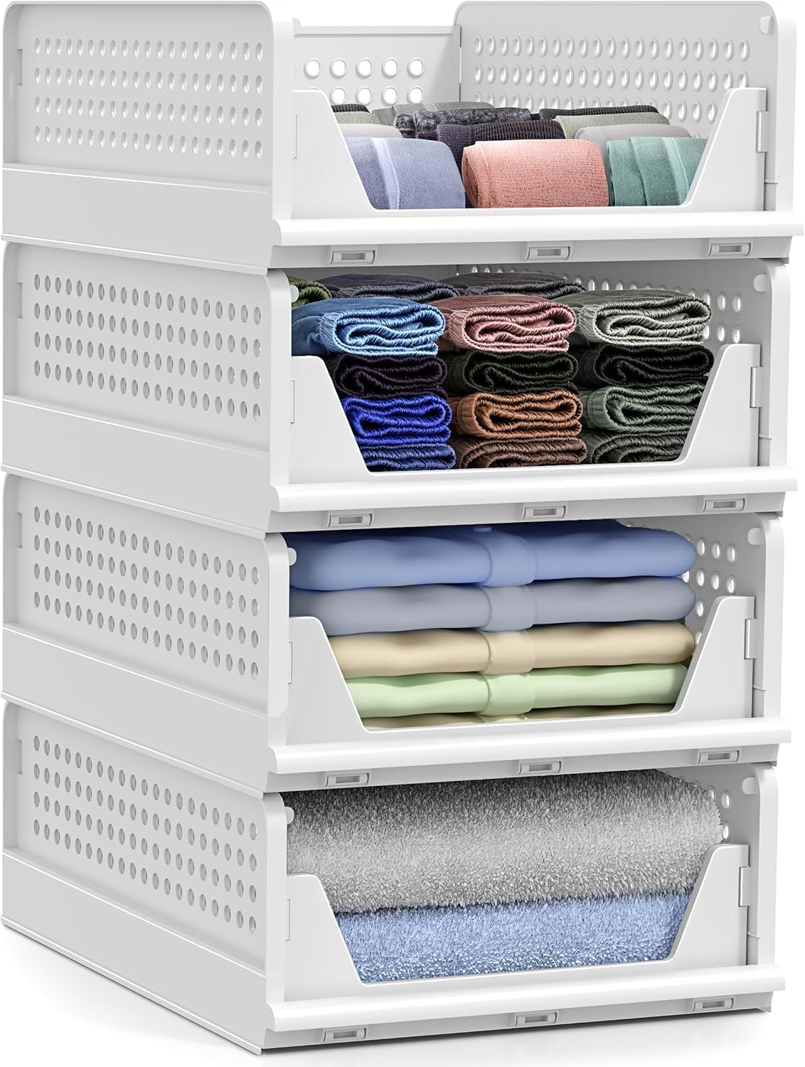 Amazon.com: CTSNSLH 4PACK Folding Closet Organizers Storage Box ...