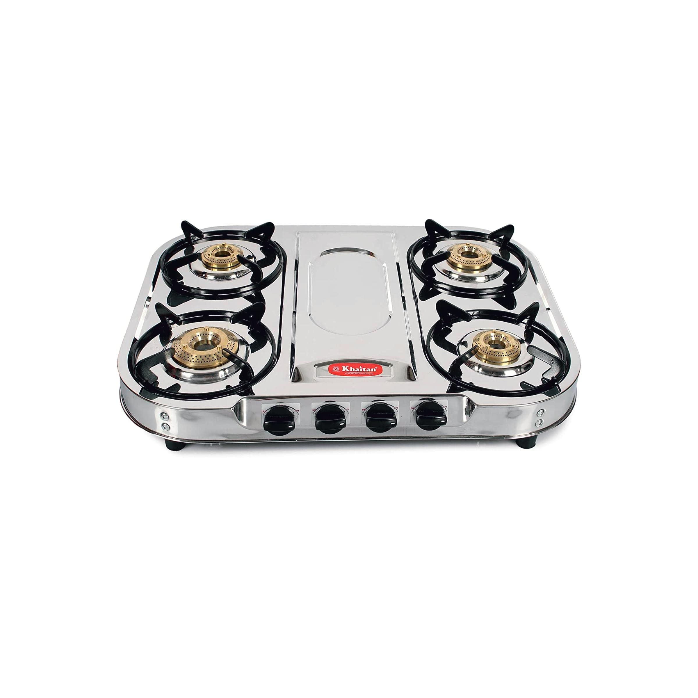Buy Khaitan 4 Burner gas stove Draw FT PRO (with Extra Big Party ...