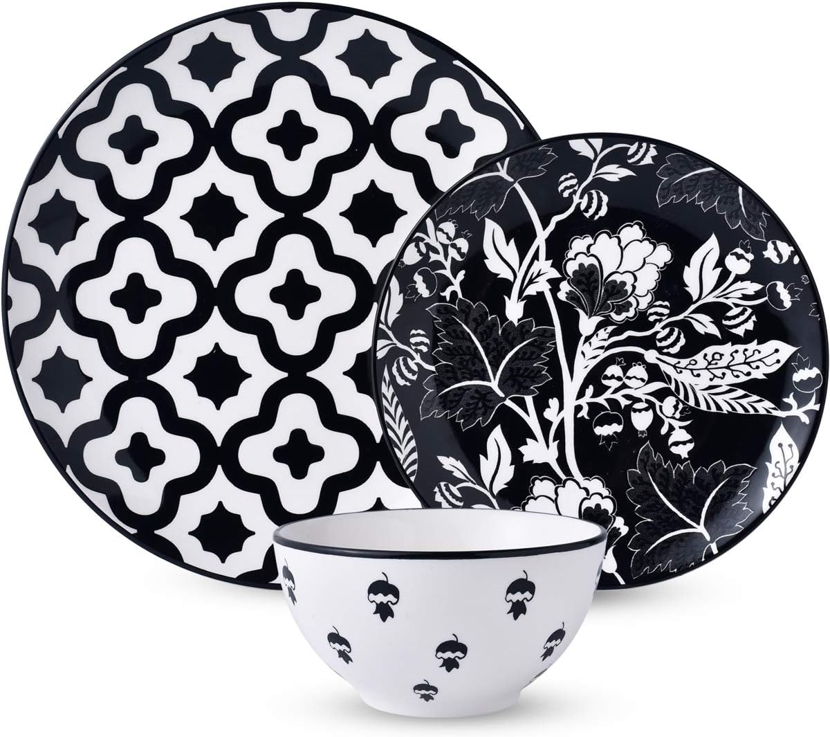 Amazon Thyme Table Dinnerware Black White Medallion Stoneware