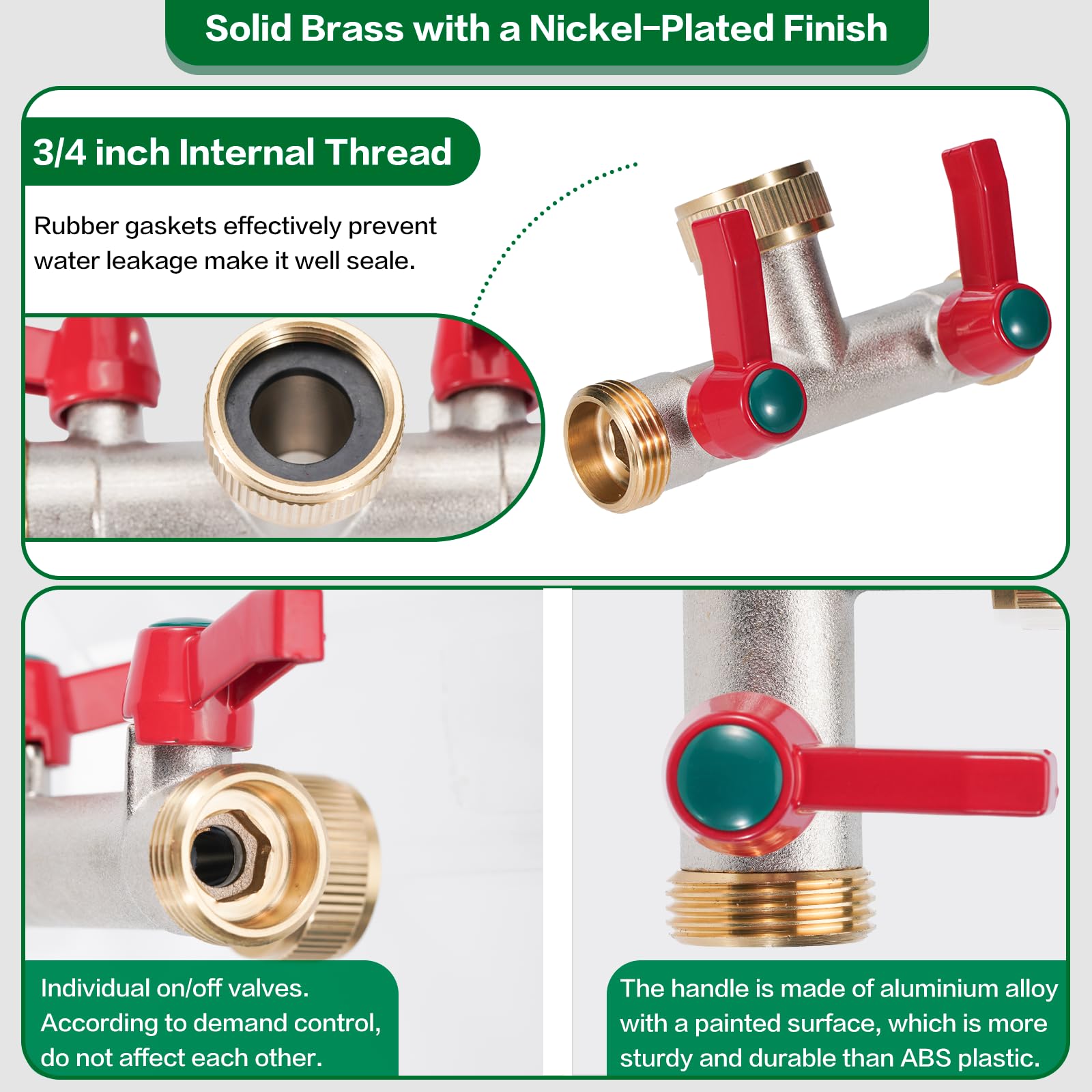 iBamso Garden Hose Splitter, 2 Way Faucet Splitter, Heavy Duty Brass 3/ ...