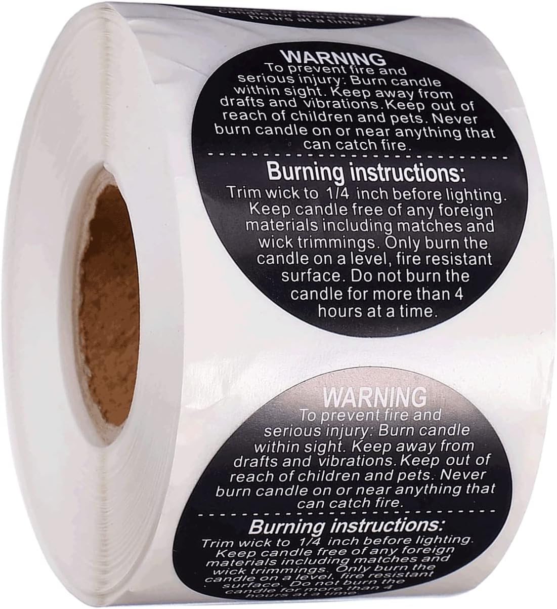 500pcs Candle Warning Labels and Safety Stickers - 1.5 Inch Round Black ...