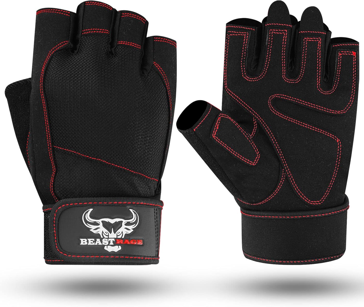 Amazon.com : BEAST RAGE Gym Workout Gloves for Men, Cushion Padded Palm ...