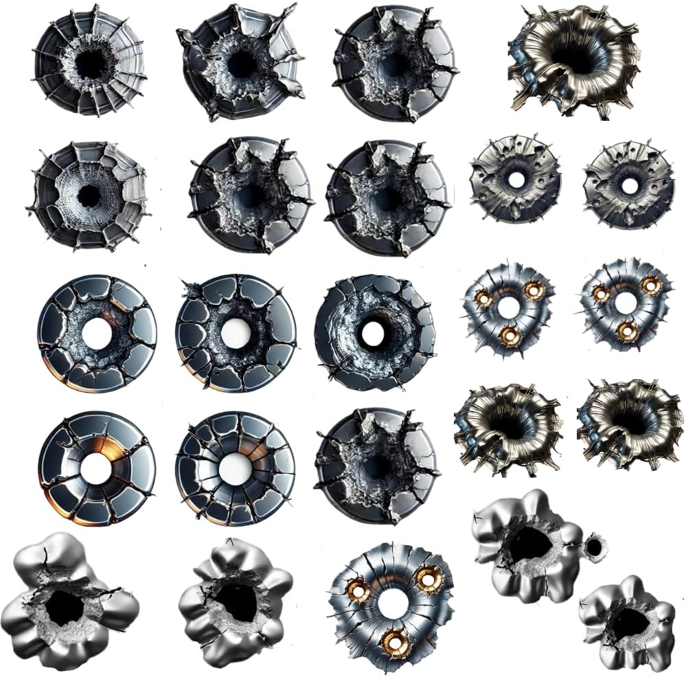 Amazon.com - 48 Pack Bullet Hole Stickers, Ultra-Realistic Fake Gunshot ...