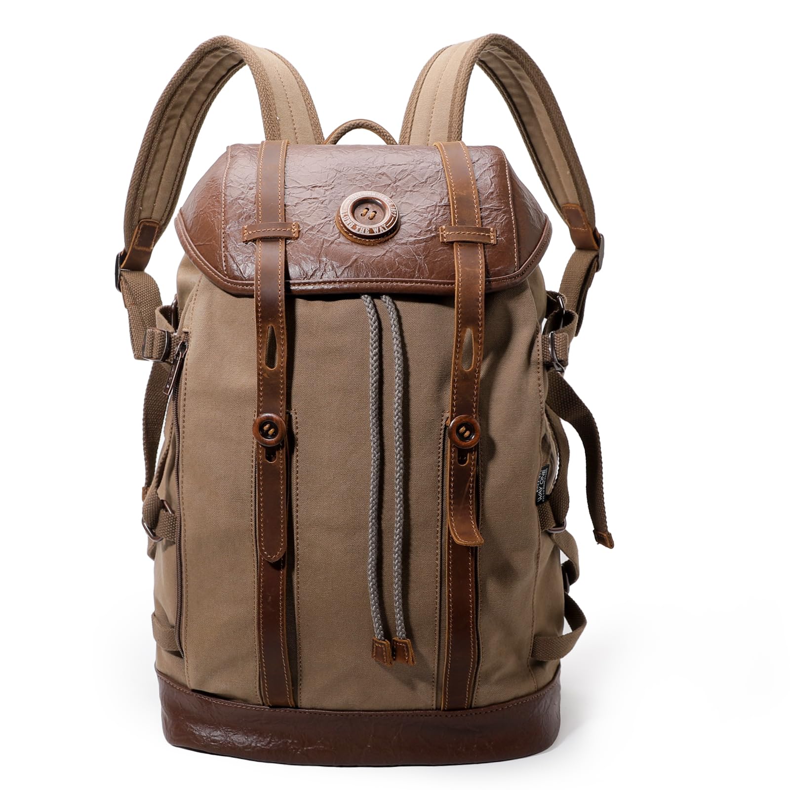 Amazon.com: WAY ONE Vintage Canvas Leather Backpack for Men and Women ...