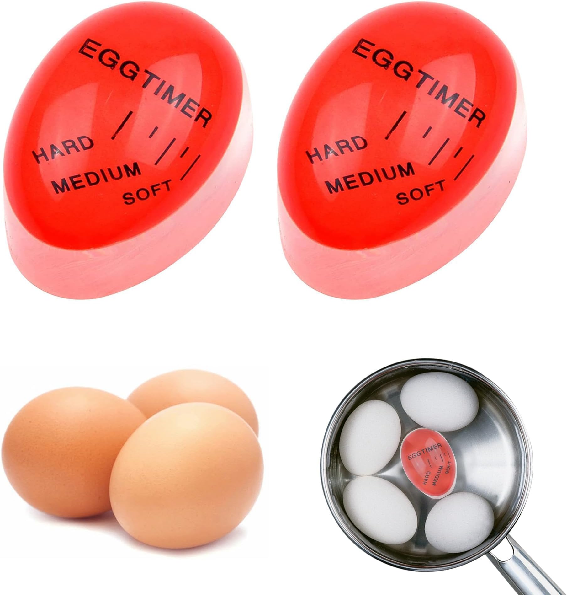 Kare & Kind Egg Timer 2X Pack - Color Changing Indicator - Soft, Medium ...