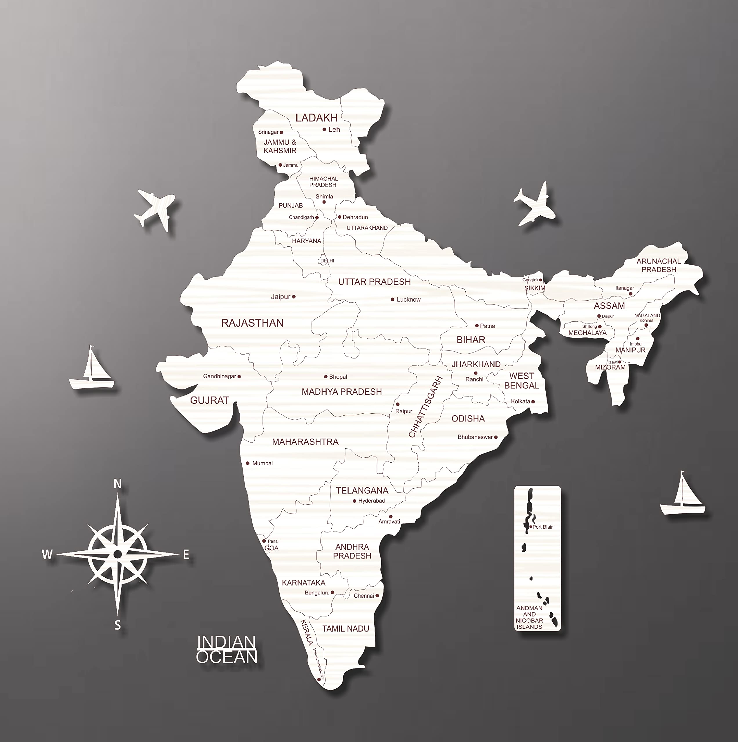 India Map With States And Capitals Black And White