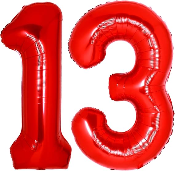 Amazon.com: 40 Inch Giant Red Number 13 Balloon, Helium Mylar Foil ...