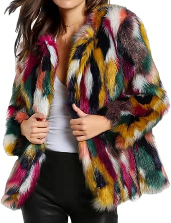 Amazon.com: UOQAPRE Women's Faux Fur Coat Trendy Winter Warm Furry ...