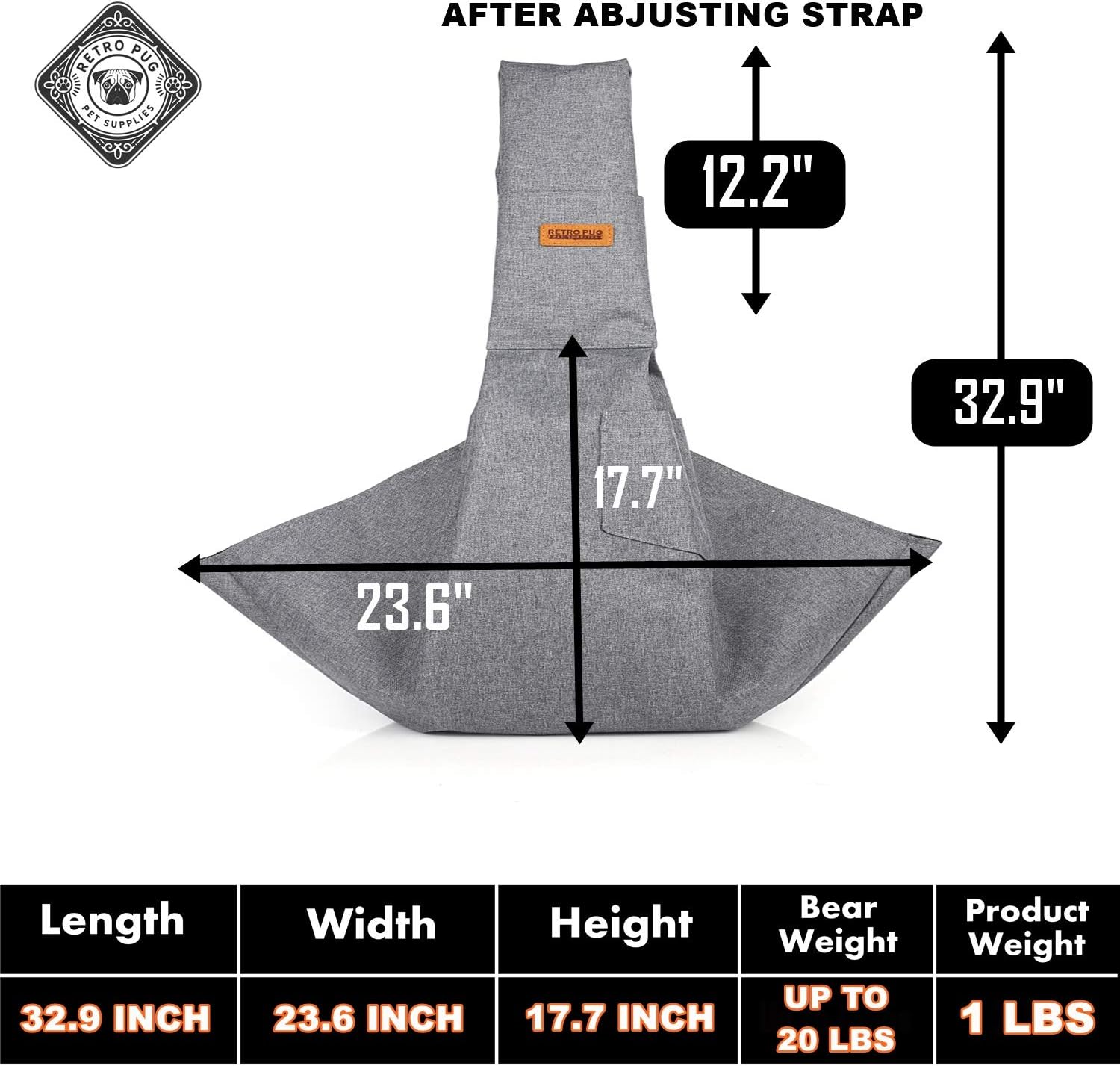 RETRO PUG Pet Carrier for Small and Medium Dogs,Cat – Puppy Sling Purse ...