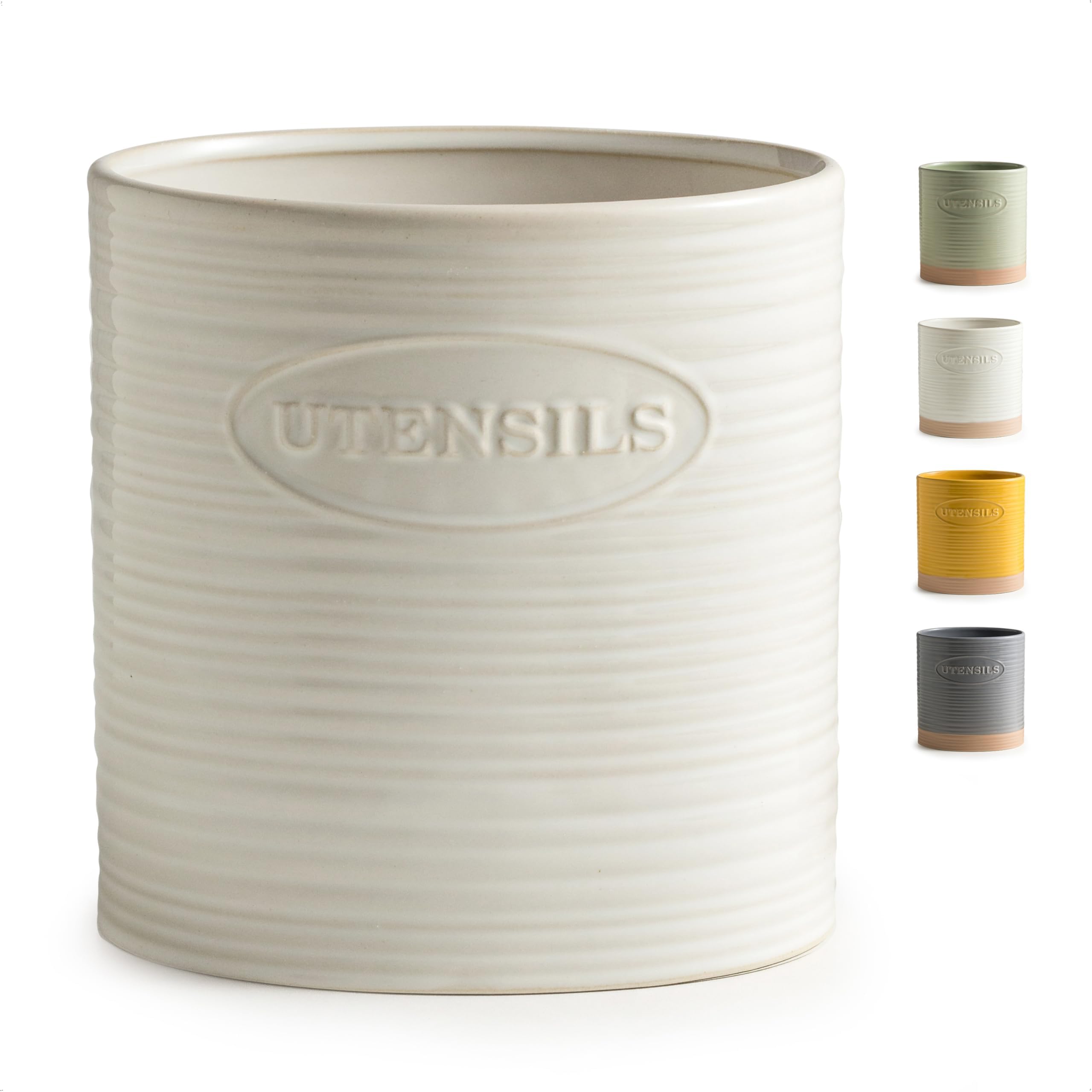 Amazon.com: Now Designs Powder-Coated Steel Utensil Crock, Ivory : Home ...