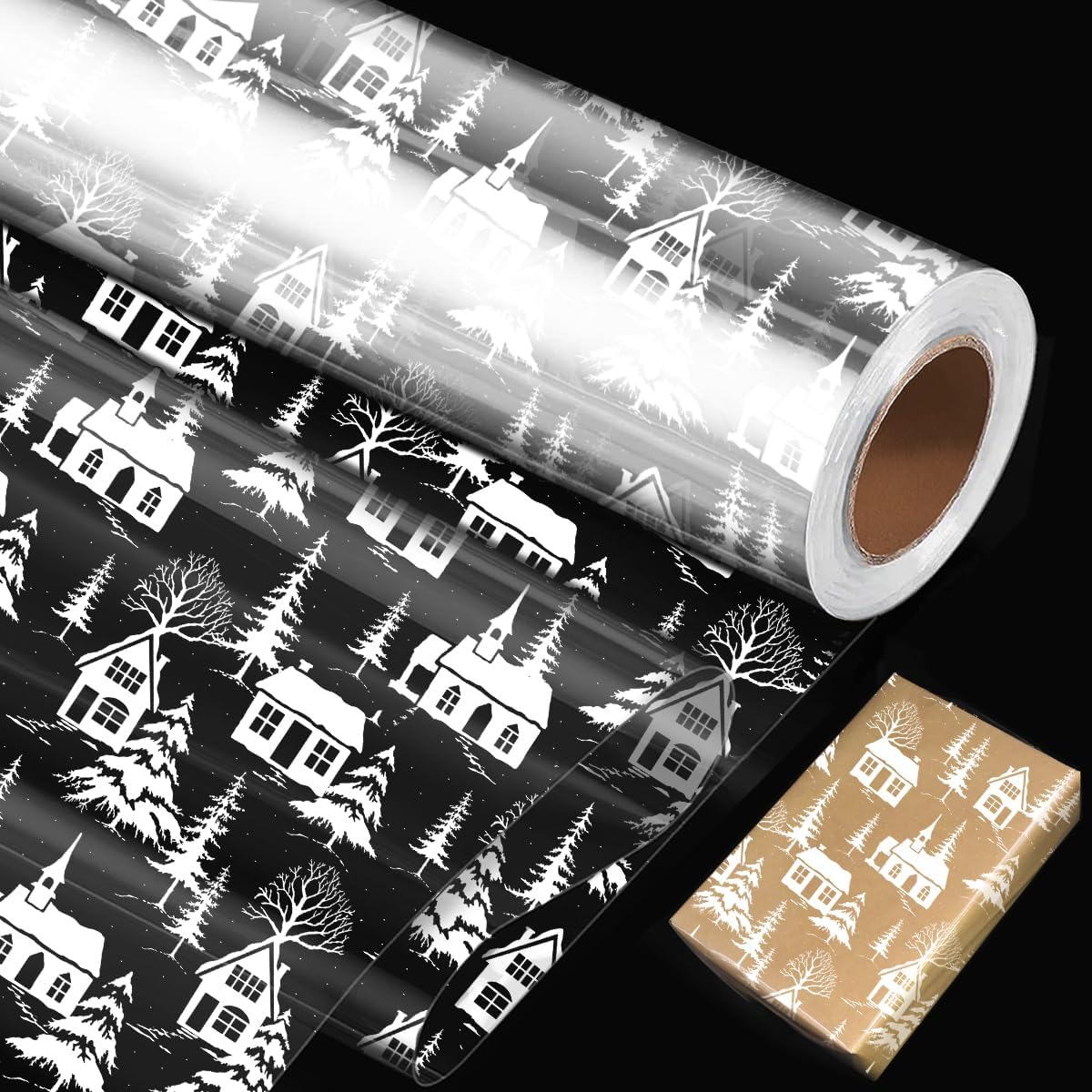 15m*80cm Wide Cellophane Wrapping Paper Roll Printed with White House ...