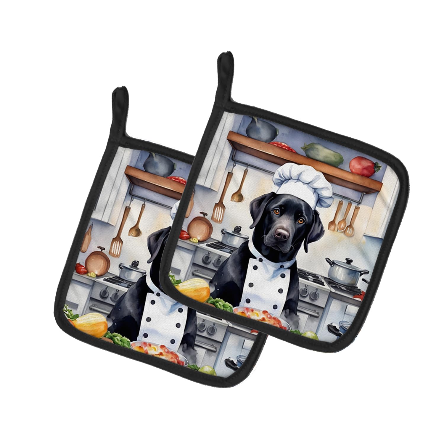 Amazon.com: Black Labrador Retriever The Chef Pair of Pot Holders ...