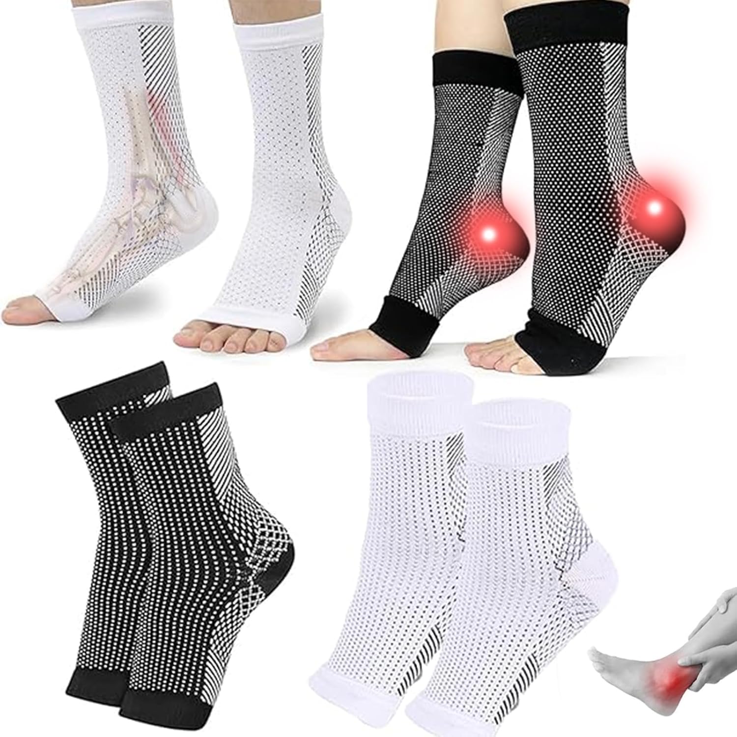Amazon.com: ECOMAID 4 Pair of Neuropathy Socks for Women Men ...