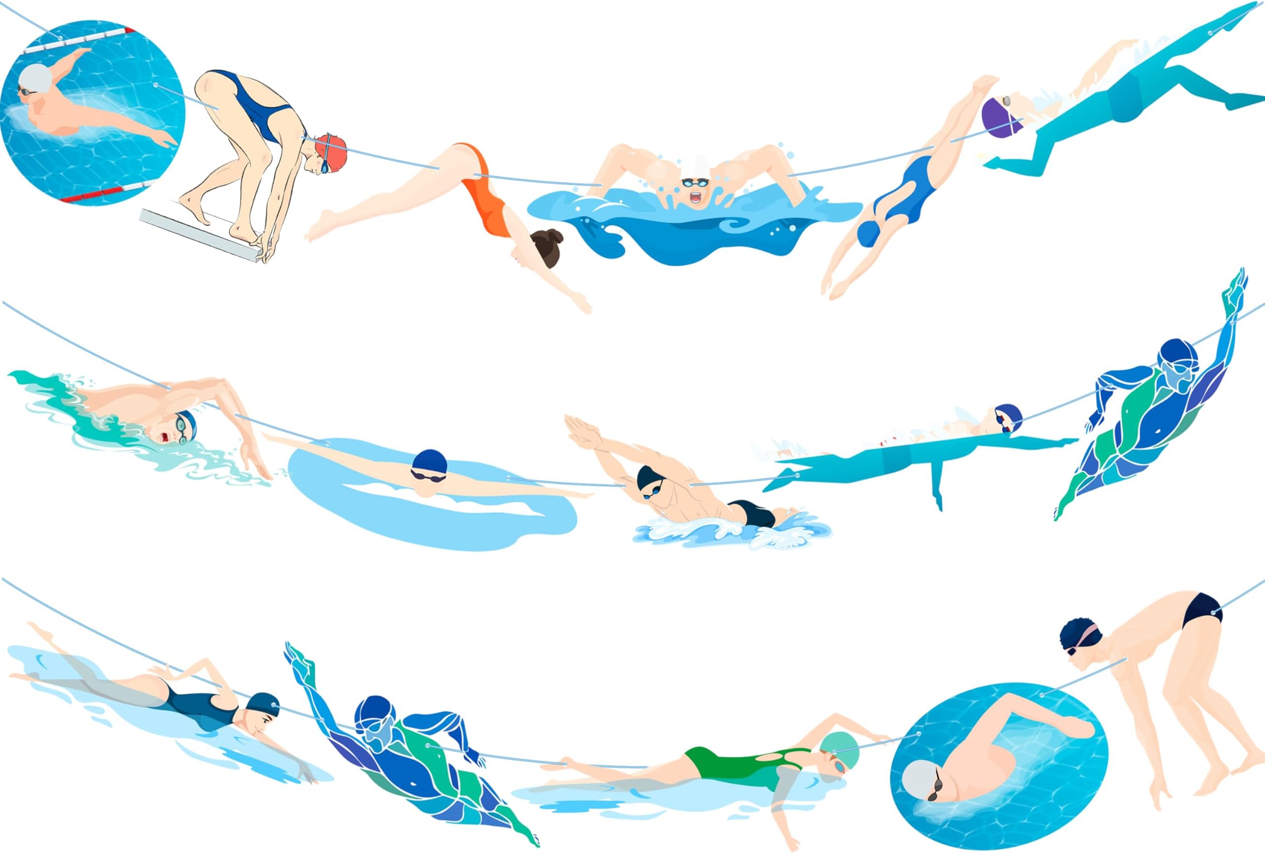 Amazon.com: Swimming Happy Birthday Banner Glitter Blue Swimmer ...