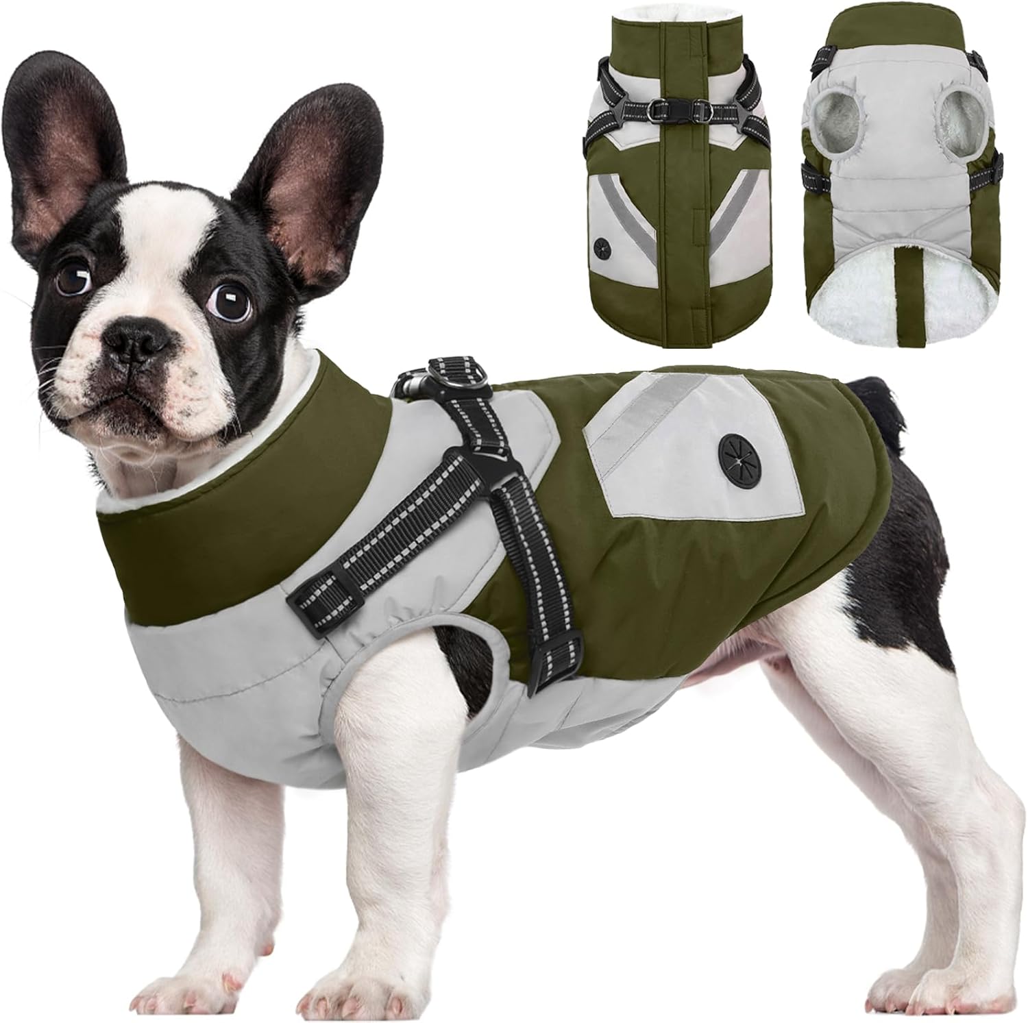 FUAMEY Chaquetas para perro, abrigo para perro con arnés integrado ...