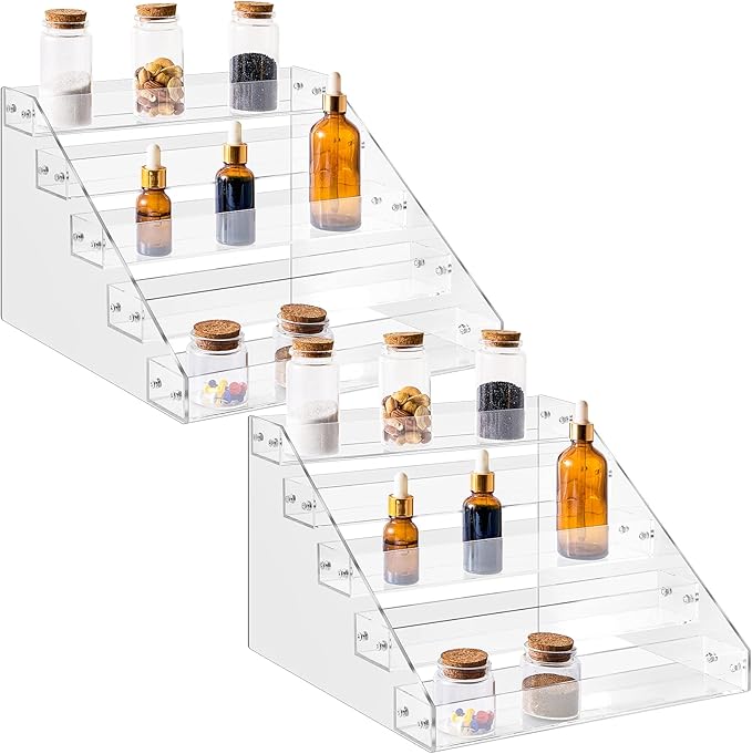 Amazon.com: 2 Pcs Acrylic Tiered Spice Rack Organizer 5 Tier Vertical ...