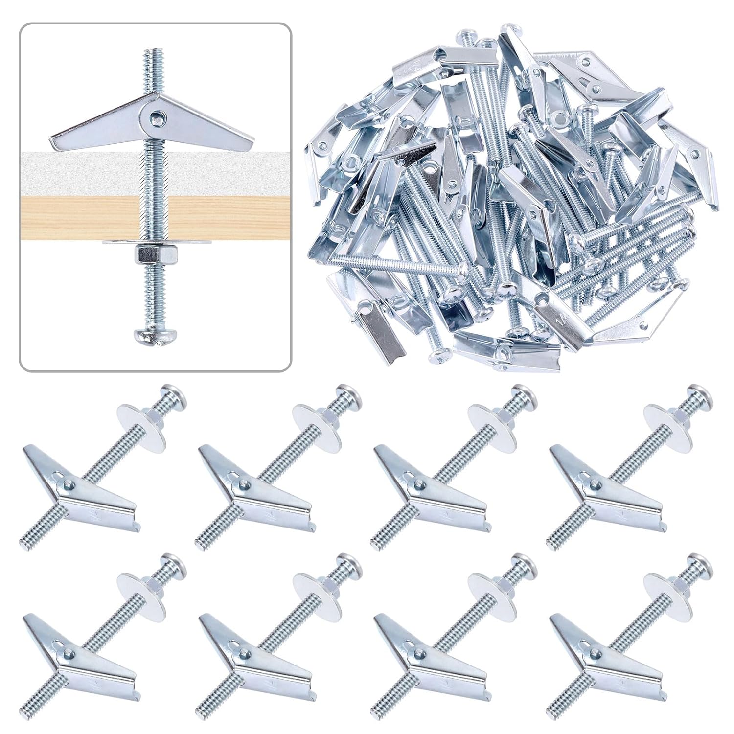 Tanstic 30 Sets 1/4 Inch Toggle Bolt and Wing Nut Assortment Kit ...
