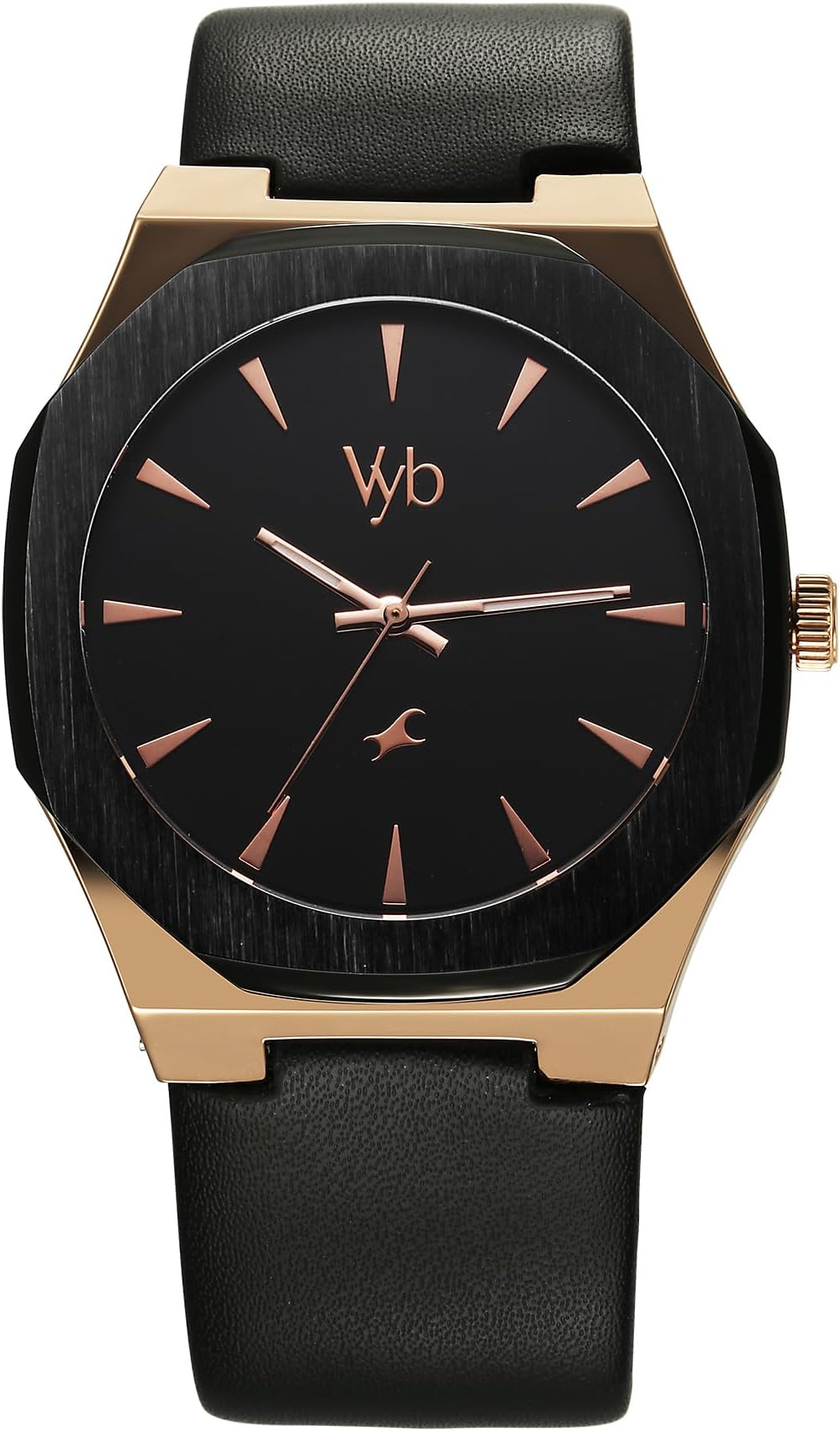 Buy Fastrack Vyb Quartz Analog Black Dial Black Genuine Leather Strap ...