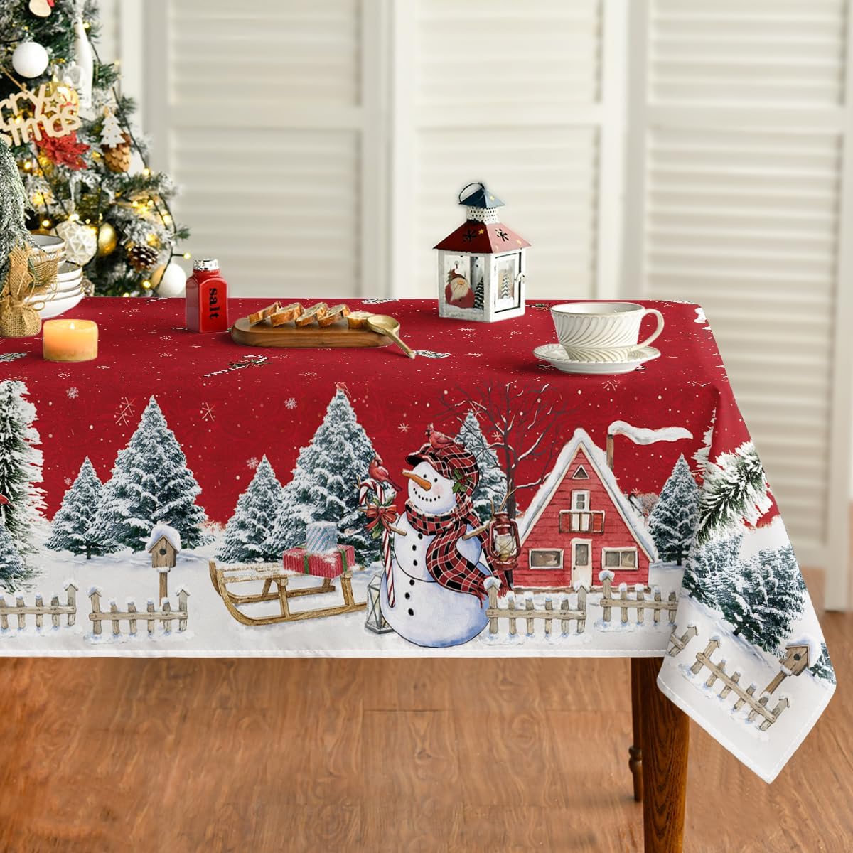 Amazon.com: Softalker Christmas Rectangle Tablecloth - Red Tartan ...