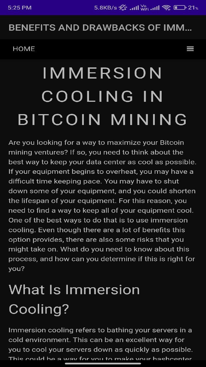 BENEFITS AND DRAWBACKS OF IMMERSION COOLING IN BITCOIN MINING - App on ...