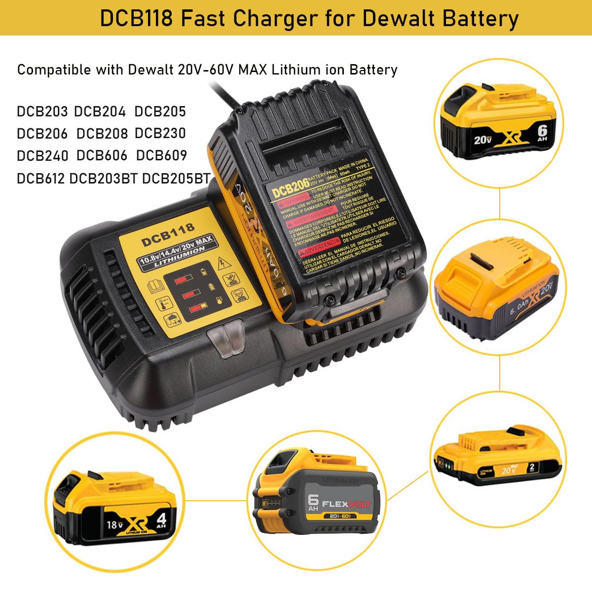 DCB118 for Dewalt Battery Charger Fast Charger Station for Dewalt ...