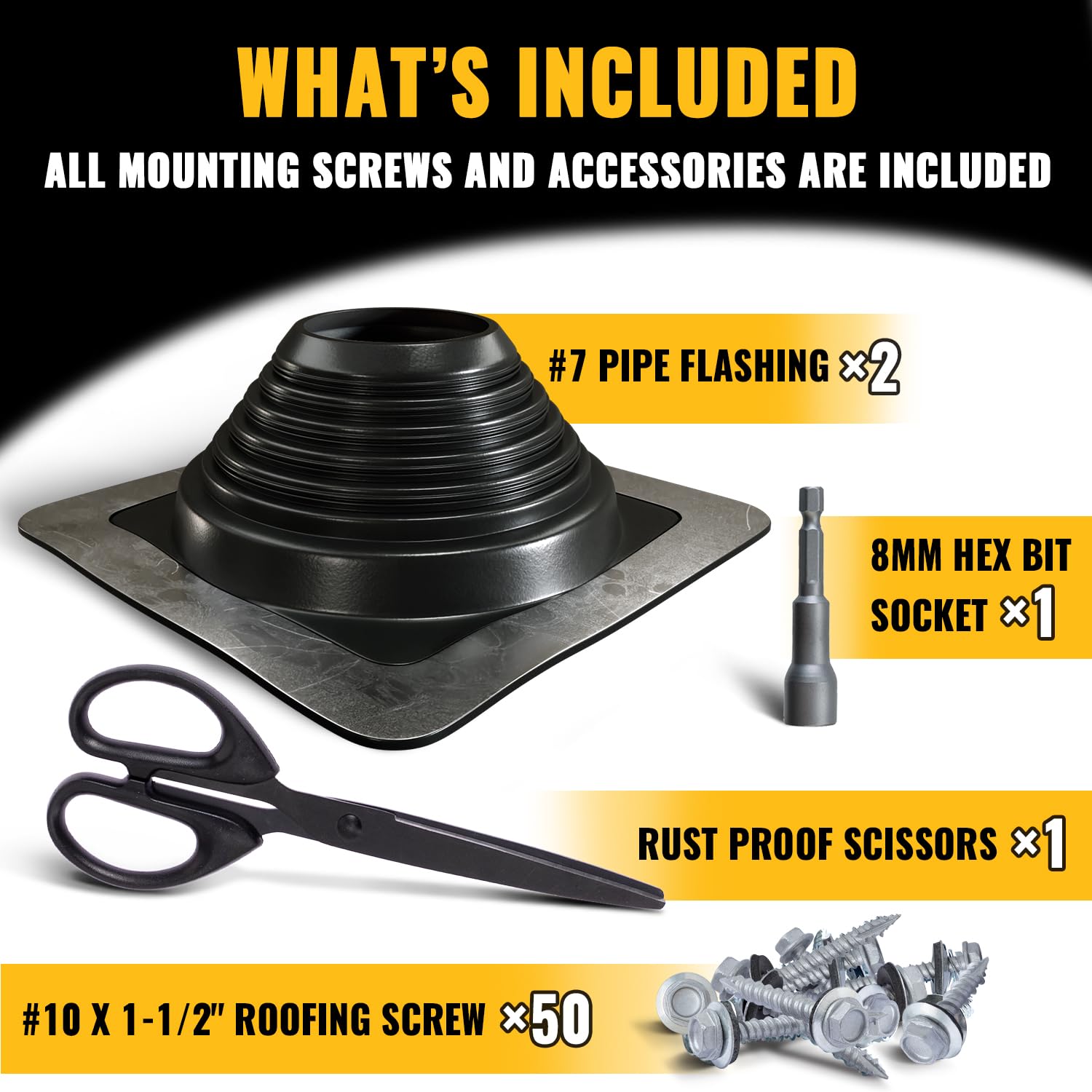 Snapklik.com : #7 Metal Roof Pipe Flashing Boot Kit, Flexible Roof Jack ...