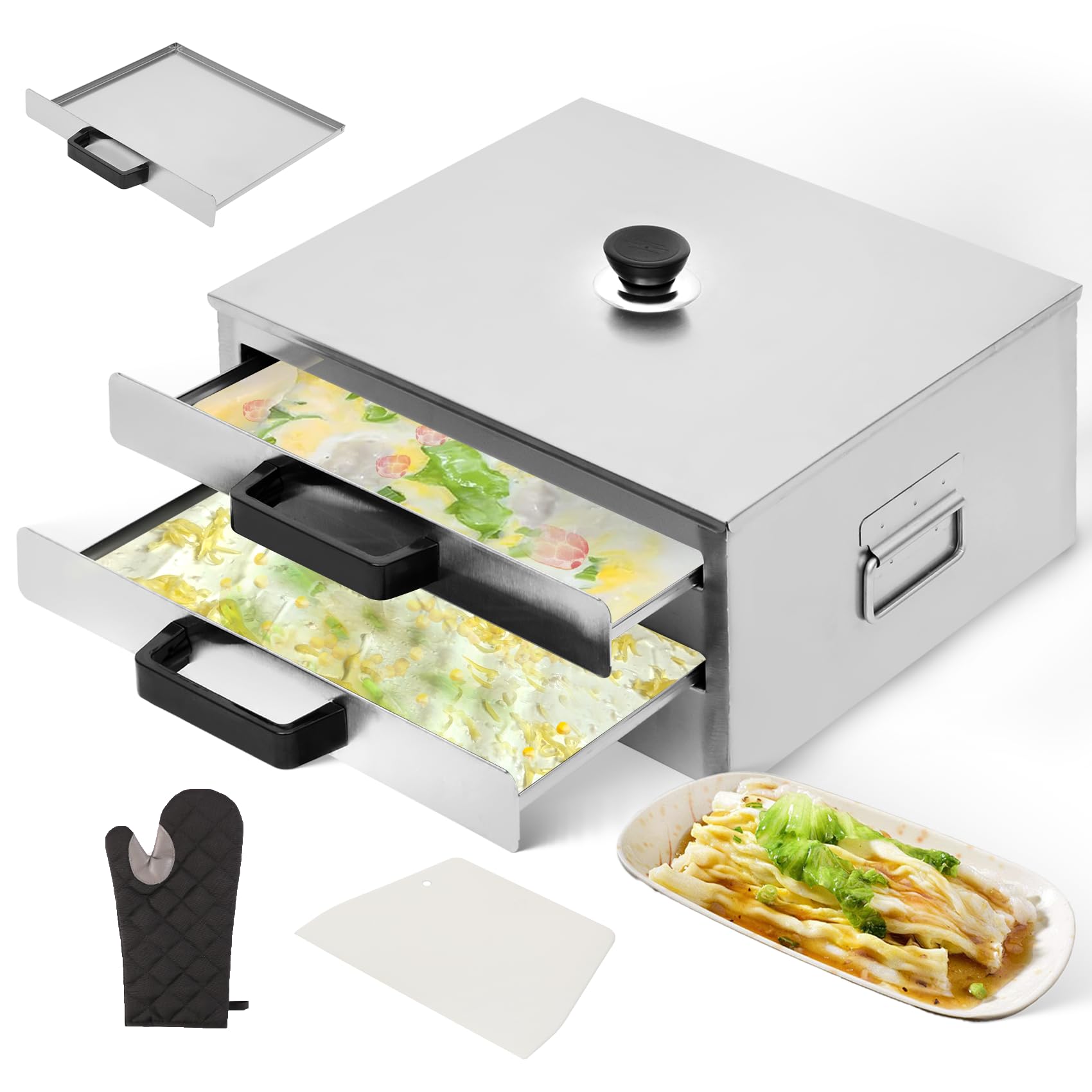 Amazon.com: Zhangmengge 2 Layer Rice Noodle Roll Steamer, Multi ...