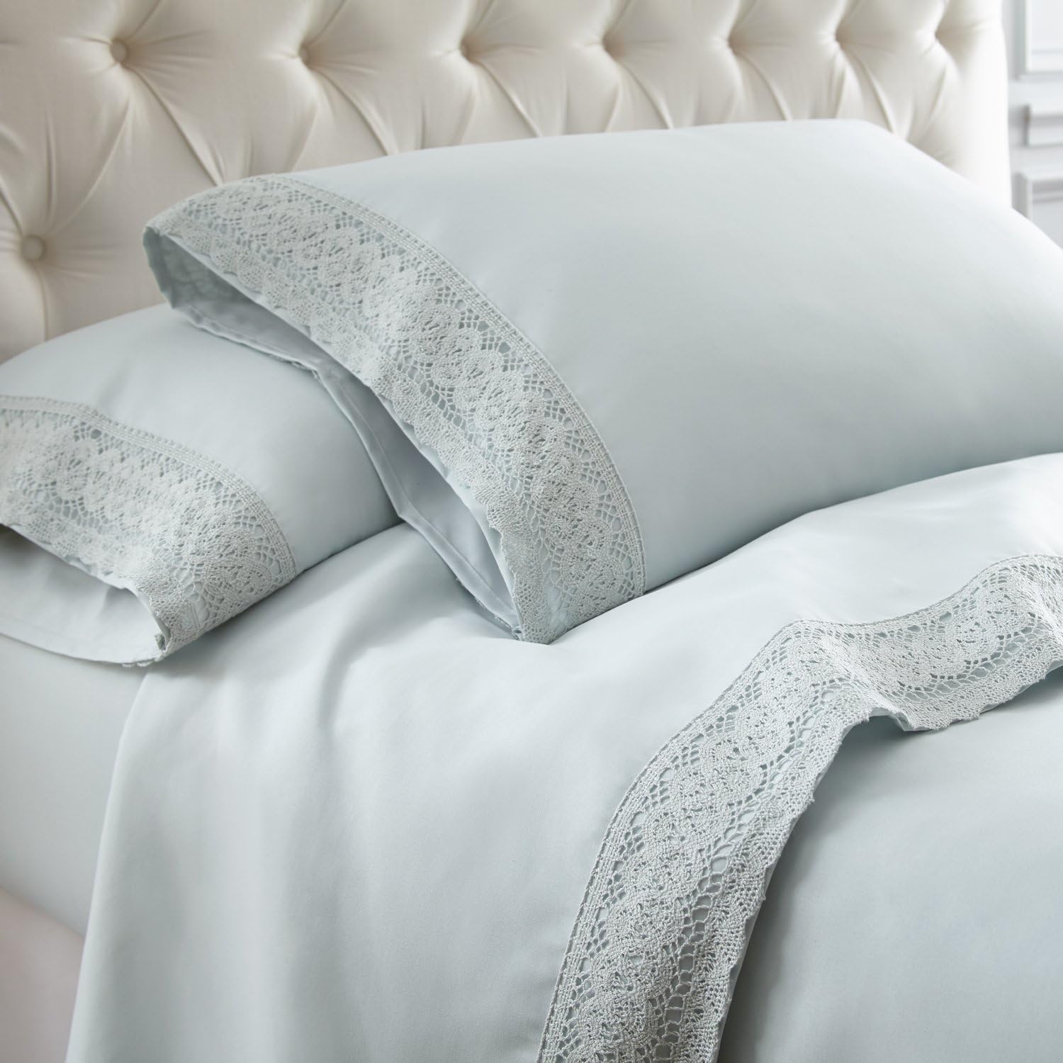 Amazon.com: Modern Threads Soft Microfiber Crochet Lace Sheets ...