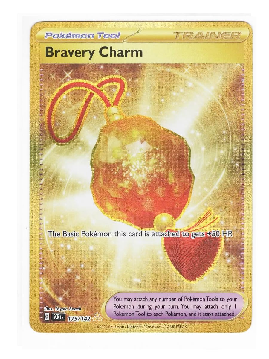 Amazon.com: Pokemon - Bravery Charm 175/142 – Stellar Crown – Gold ...