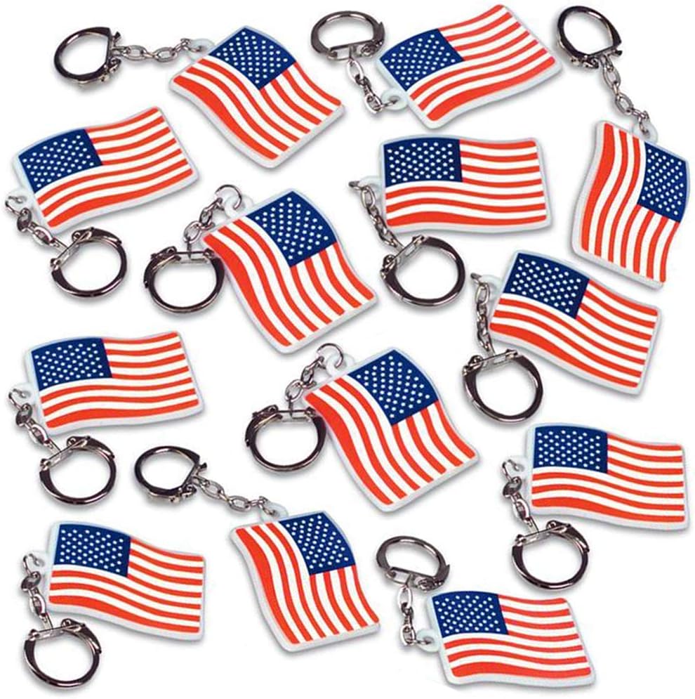 Amazon.com: ArtCreativity Set of 24 American Flag Keychains, 4th of ...