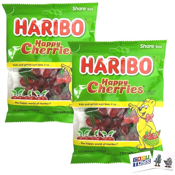 Amazon.com : Haribo Happy Cherries Gummi Candy Share Size (2 Pack) and ...