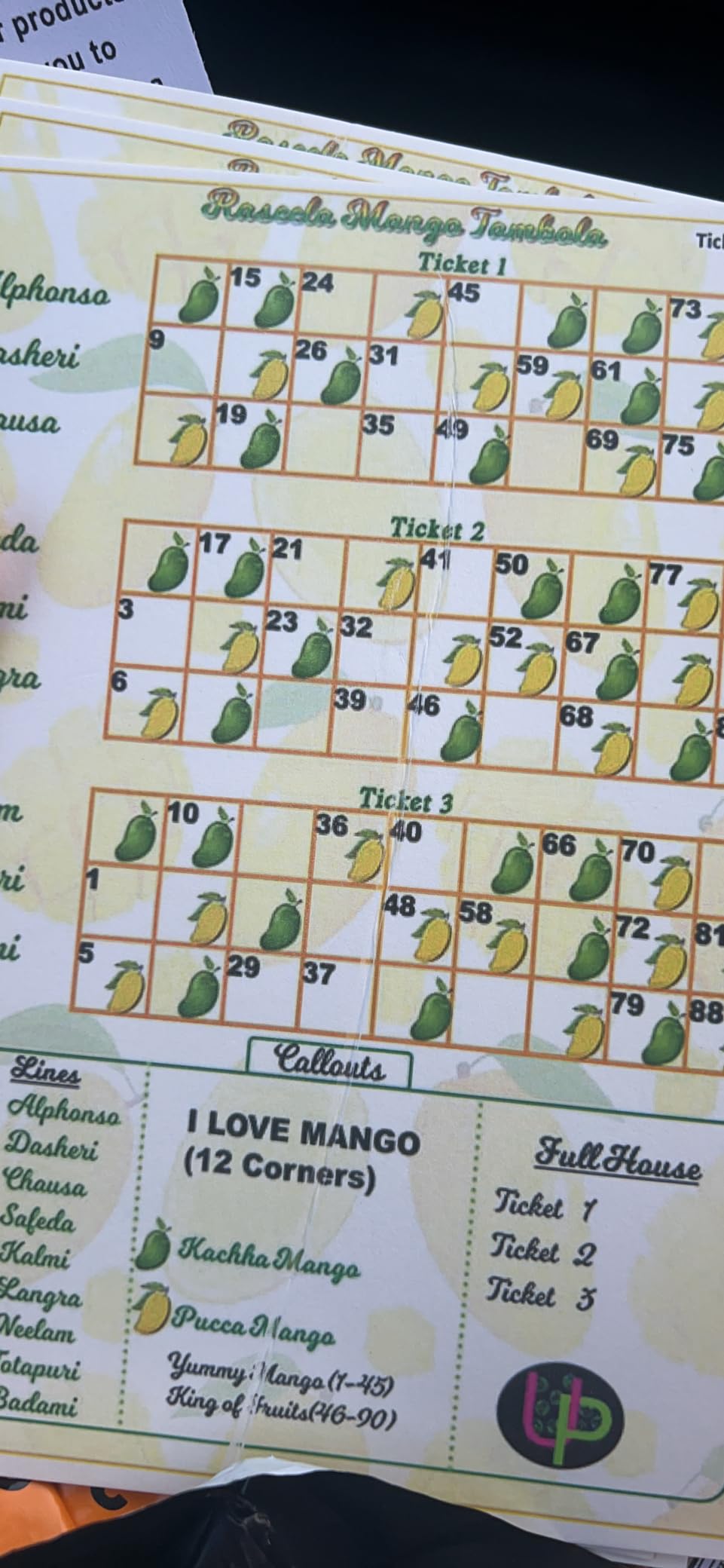 Buy Mango Shake Theme Tambola Tickets (Hindi) Online at Low Prices in ...