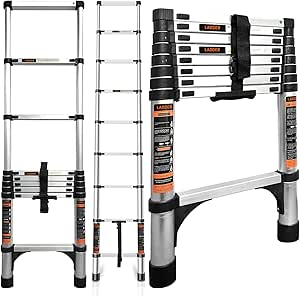 Telescoping Ladder Aluminum Step Ladder 0.7-2.6M Multipurpose Folding ...