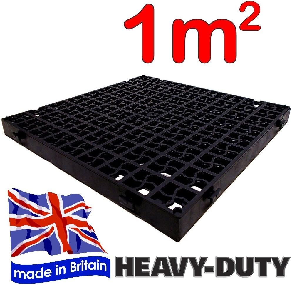 Buy 4 x Black Plastic Paving Driveway Grid Turf Grass Lawn Path Gravel ...