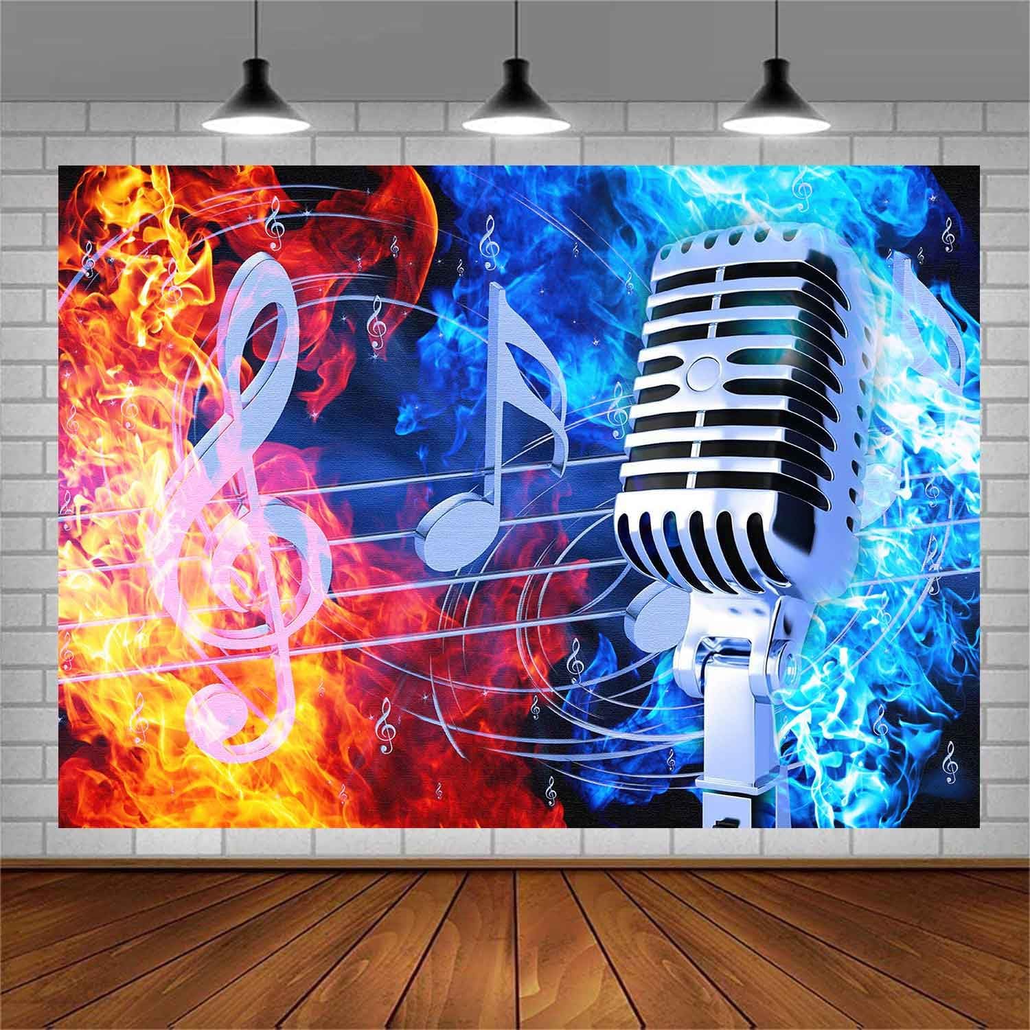 Amazon.com : EMTOBT 8X8 FT Ice Fire Microphone Backdrop Crazy Dream ...