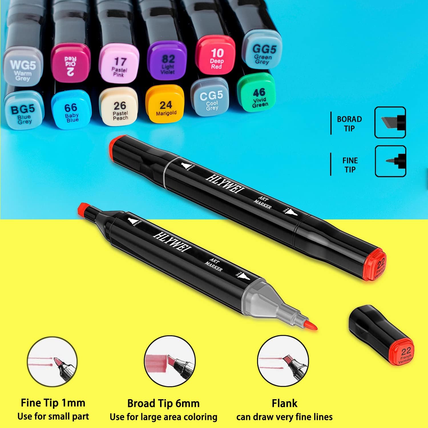 Alcohol Markers Brush Tip 80 Color Dual Tip Art Marker Set for Artist ...