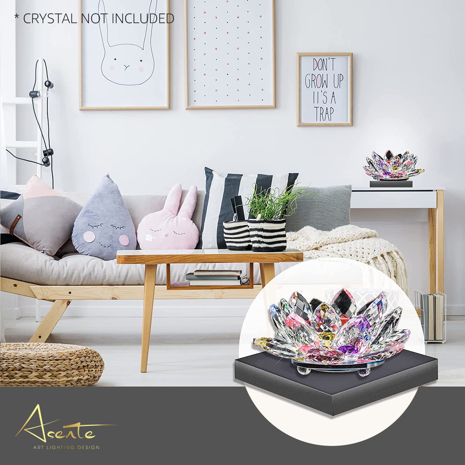 ASENTE 16 LED White Light Stand Base - Square Display Pedestal for 3D ...