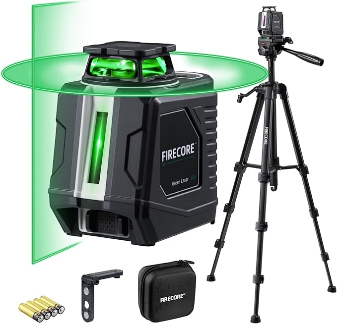 Firecore 360° Laser Level with Tripod, 30m Self Leveling Laser Level ...